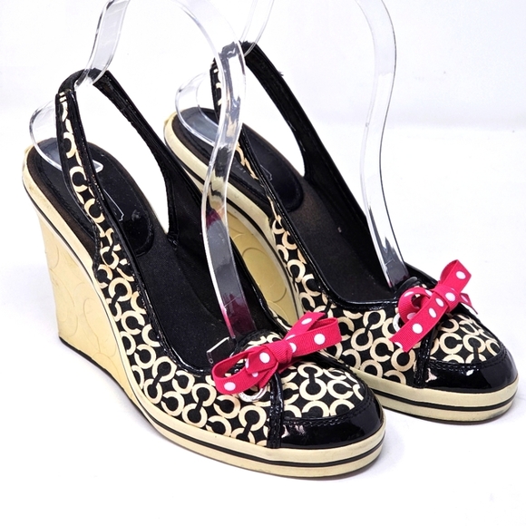 Coach | Shoes | Coach Sling Back Wedges Elianna Closed Round Toe Black ...